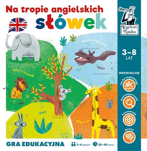 Gra edukacyjna „Na tropie angielskich słówek" dla dzieci 3-8 lat + Nauka języka angielskiego ...
